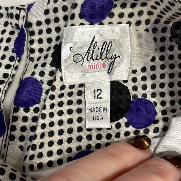 Milly Minis | Shirts & Tops | Milly Minis Whiteblackblue Polka Dot ...